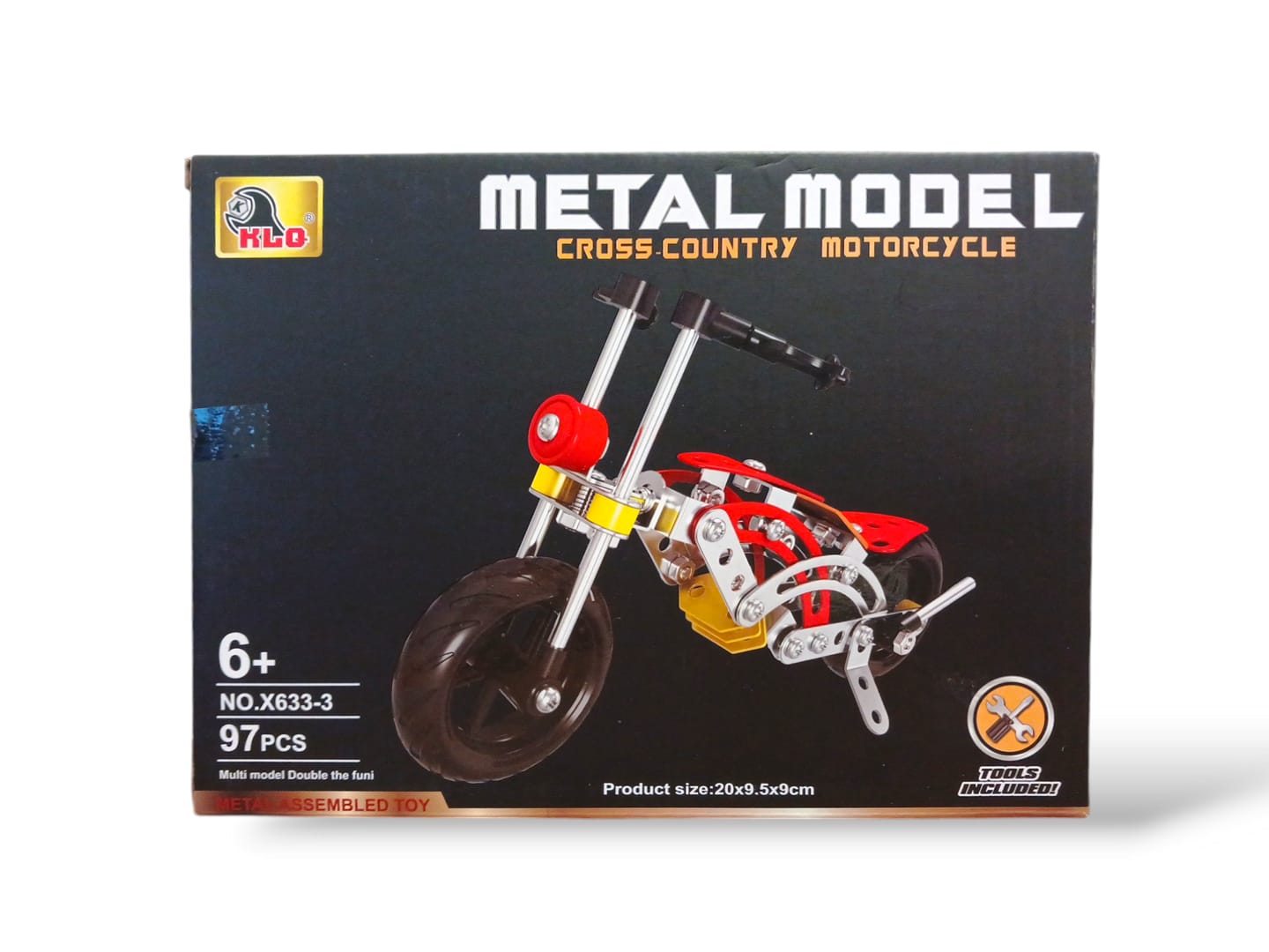 DIY Metal Cross Country Motorcycle Model Kit: 97 Pieces - Oola